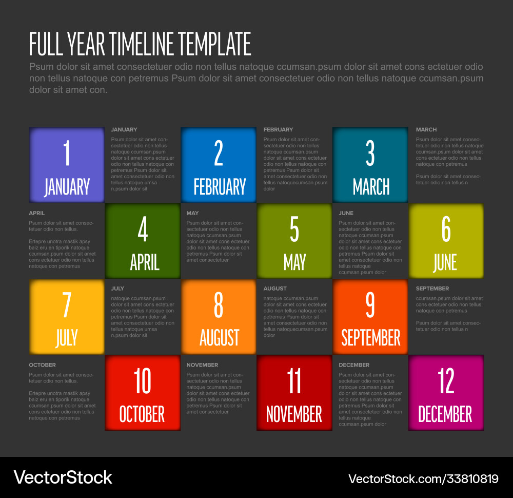 Infographic full year timeline template Royalty Free Vector