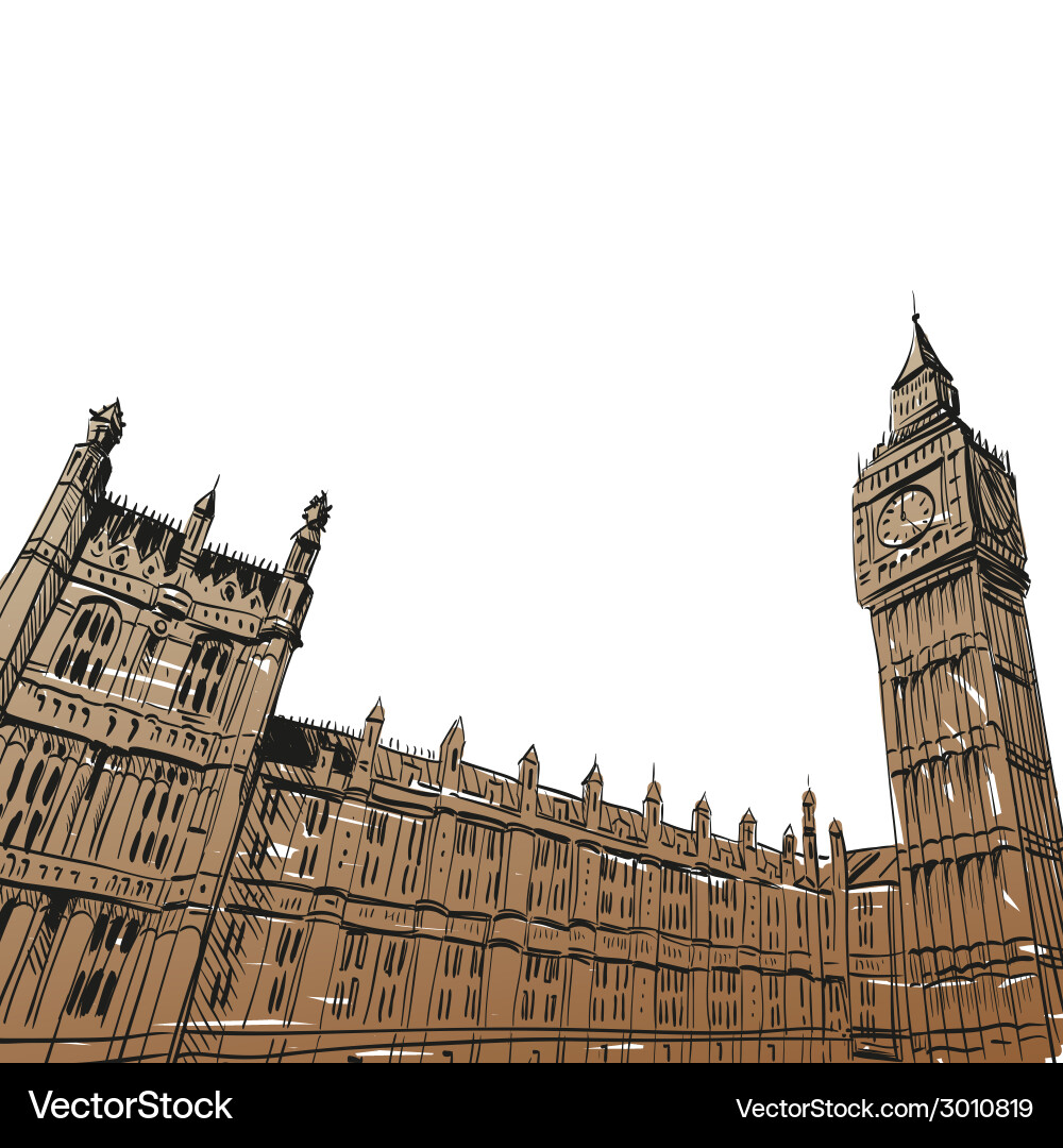 London cityscape drawing Royalty Free Vector Image