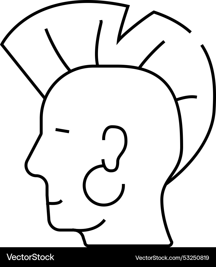 Punk with mohawk line icon Royalty Free Vector Image