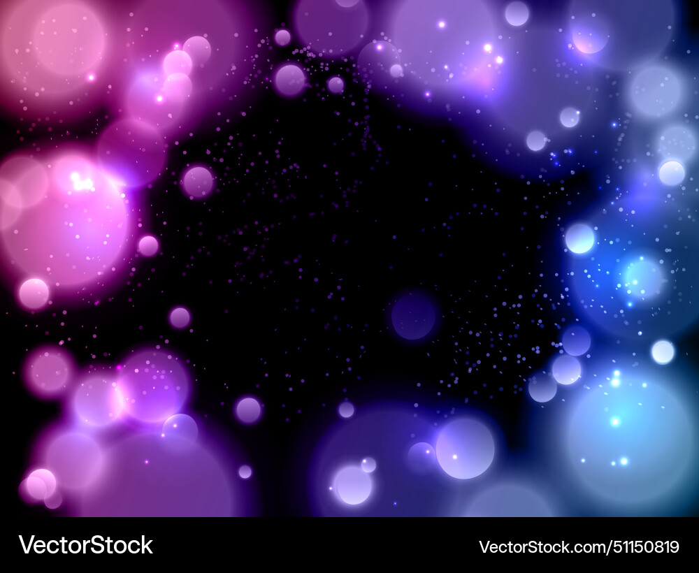 Purple bright light effect with particles and Vector Image