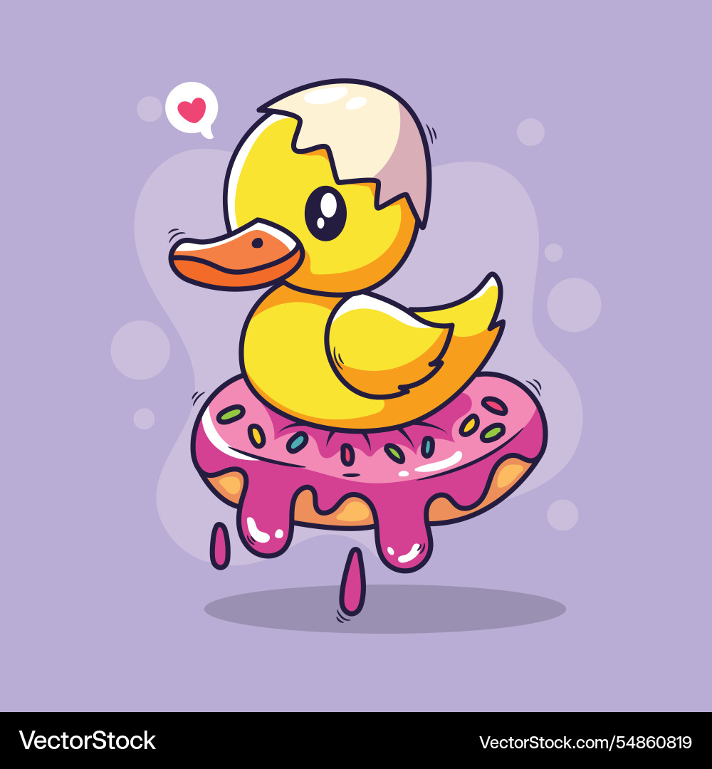 Rubber duck with donut Royalty Free Vector Image