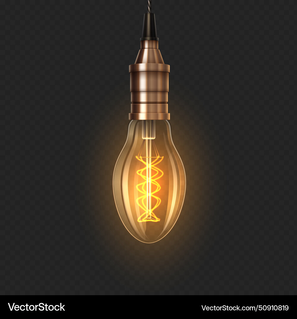 Vintage lightbulb 3d realistic Royalty Free Vector Image