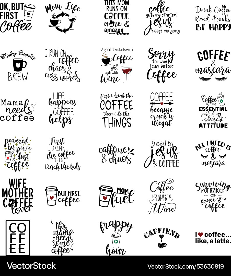Webcoffee svg bundle coffee quote Royalty Free Vector Image