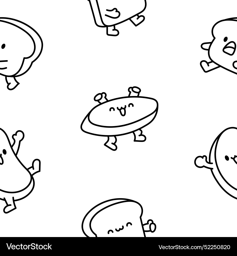 Cartoon happy bread coloring page Royalty Free Vector Image