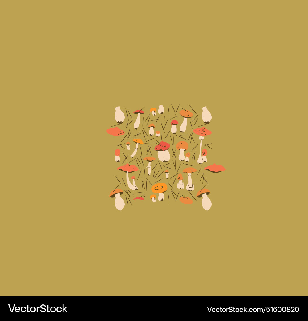 Cartoon mushroom seamless pattern Royalty Free Vector Image
