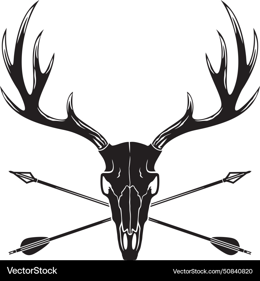 Deer skull with horns and crossed arrows Vector Image