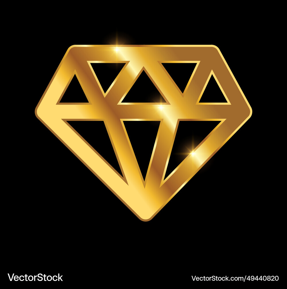 Golden diamond logo icon Royalty Free Vector Image