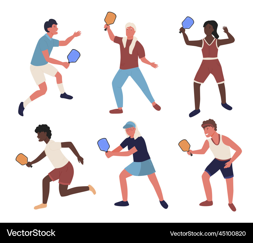 Playing pickleball new modern game Royalty Free Vector Image