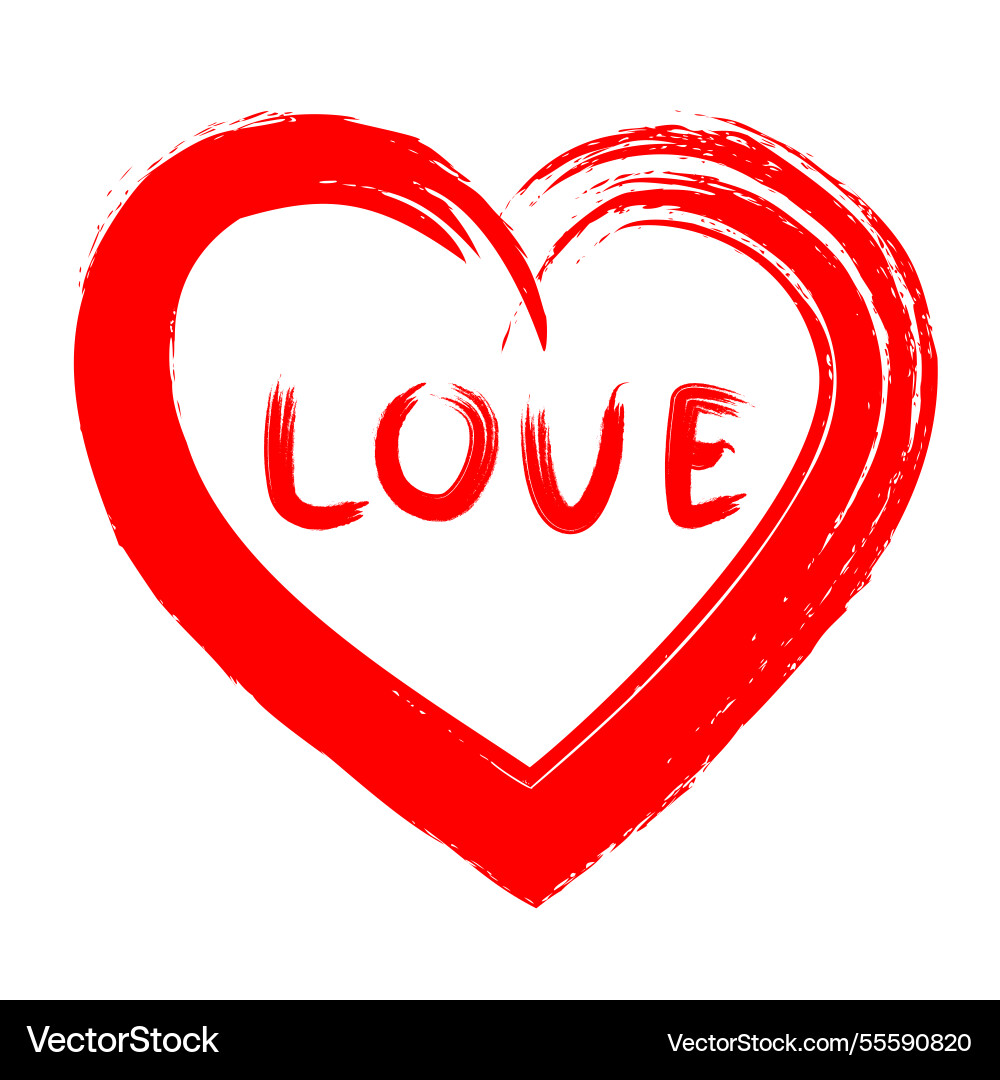 Red heart inscription love Royalty Free Vector Image