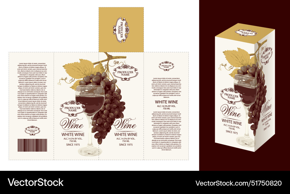 Red Wine Packaging Box Mockup Royalty Free Vector Image