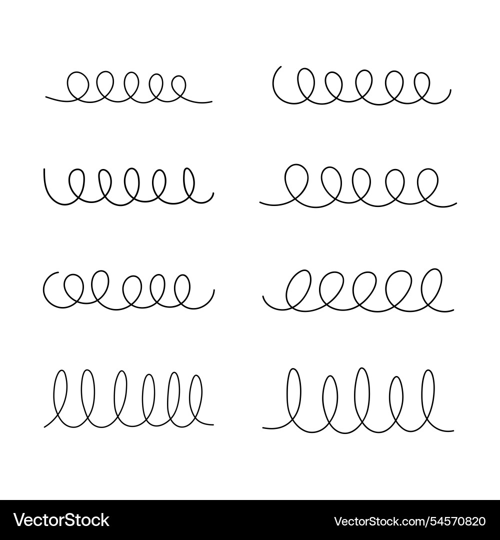 Spiral line art element set isolated Royalty Free Vector