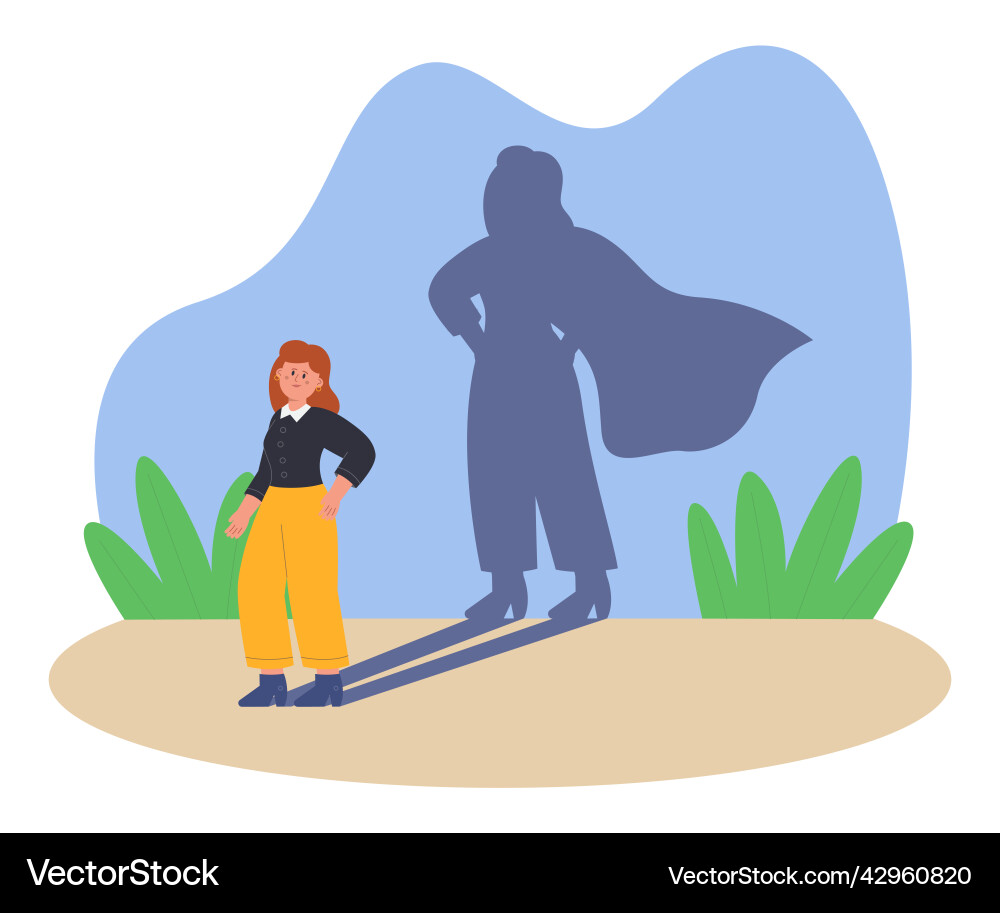 Successful woman with superhero shadow flat Vector Image