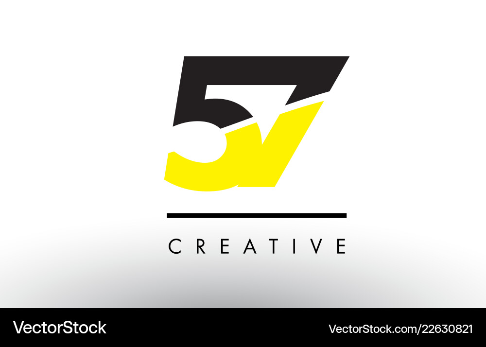 57 black and yellow number logo design Royalty Free Vector