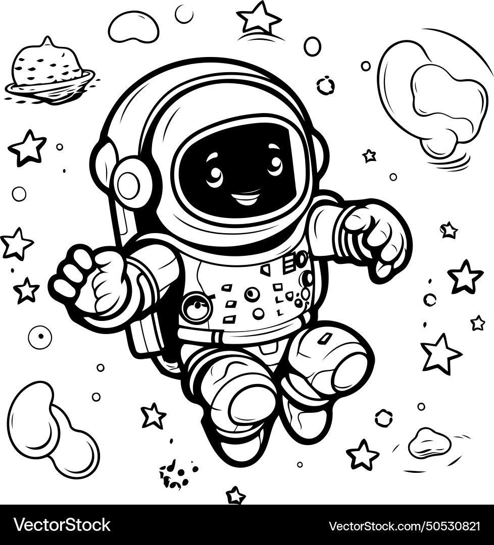 Cute astronaut in space hand drawn cartoon Vector Image