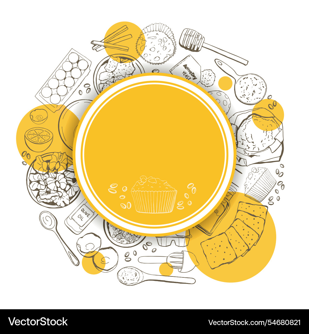 Food ingredients round design template with text Vector Image