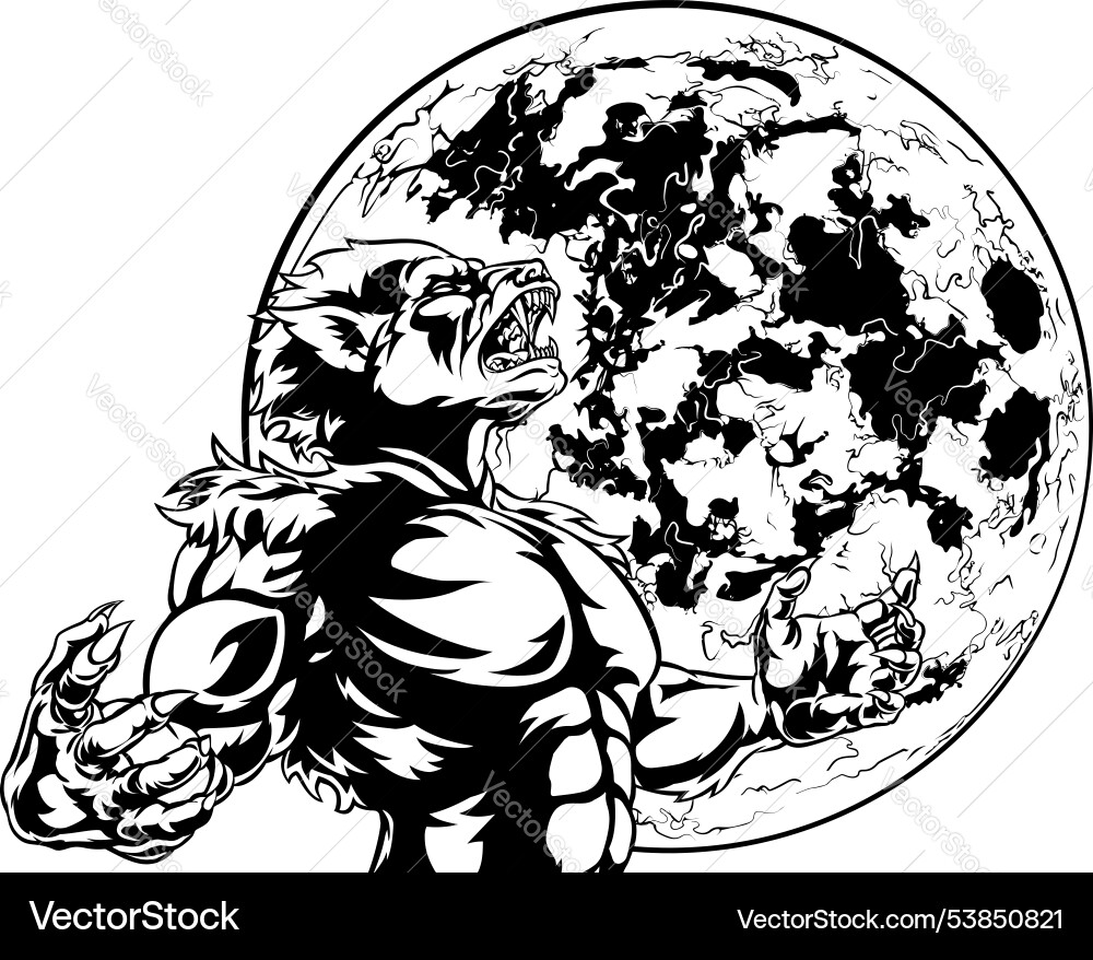 Full moon werewolf scary monster Royalty Free Vector Image