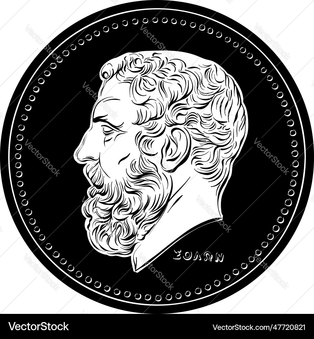 Greek gold coin 50 drachmas solon Royalty Free Vector Image