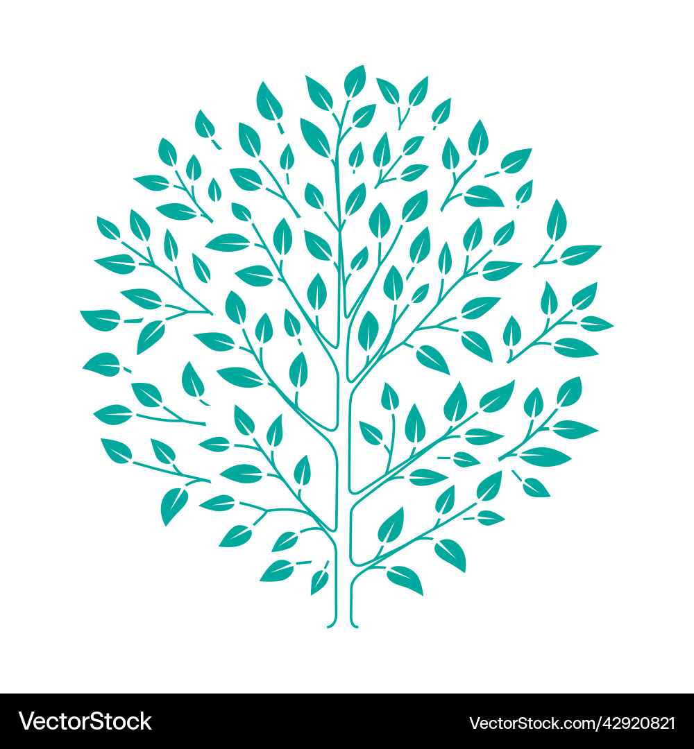 Green tree line art Royalty Free Vector Image - VectorStock