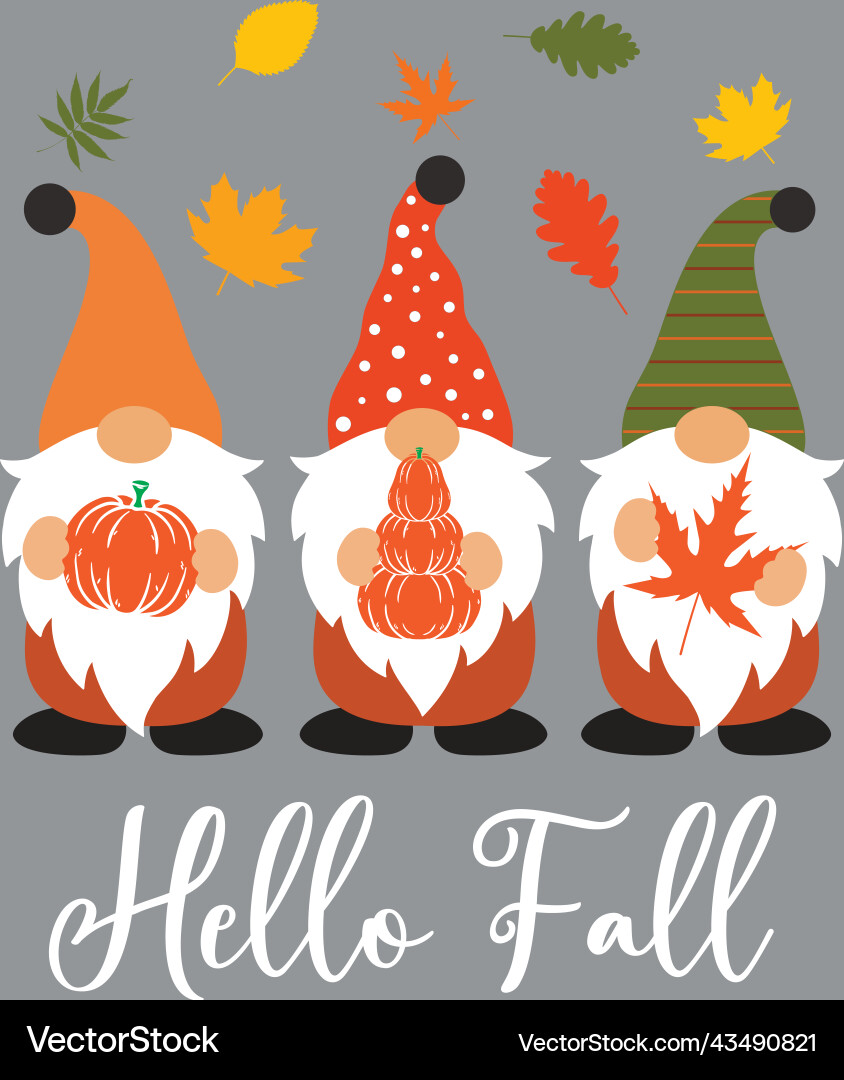 Happy fall gnomes 5 Royalty Free Vector Image - VectorStock