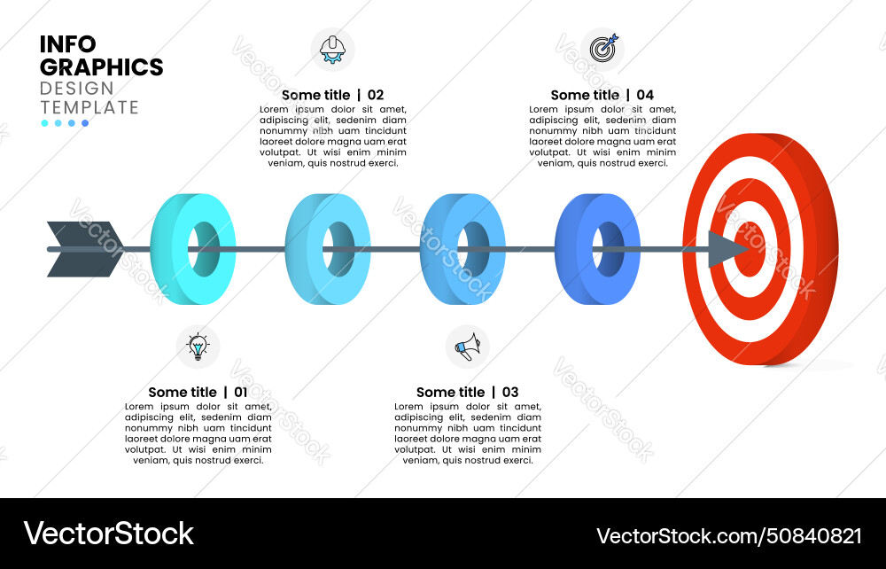 Infographic template isometric dartboard with 4 Vector Image