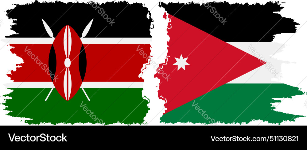 Jordan and kenya grunge flags connection Vector Image
