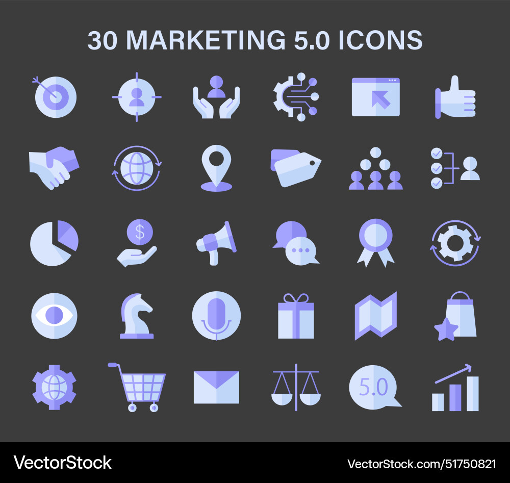 Marketing 50 icon set essential visual elements Vector Image