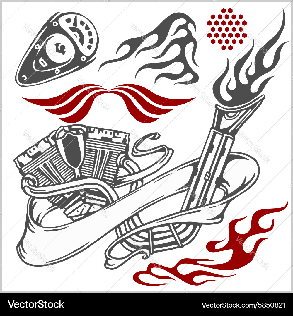 Motorcycle elements set Royalty Free Vector Image