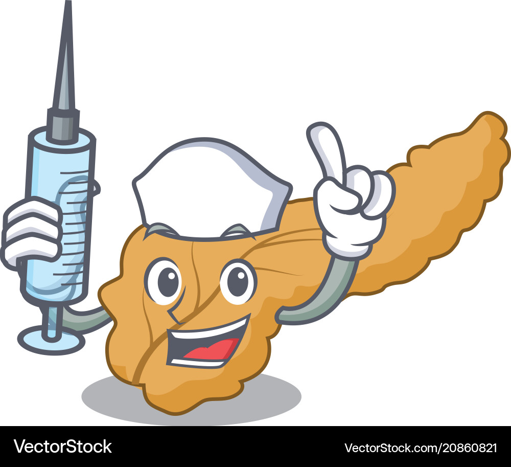 Nurse pancreas character cartoon style Royalty Free Vector