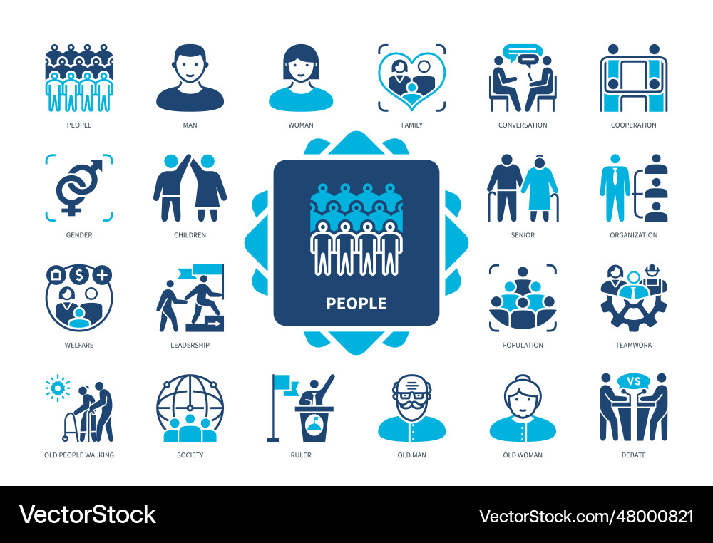 People solid icon set Royalty Free Vector Image