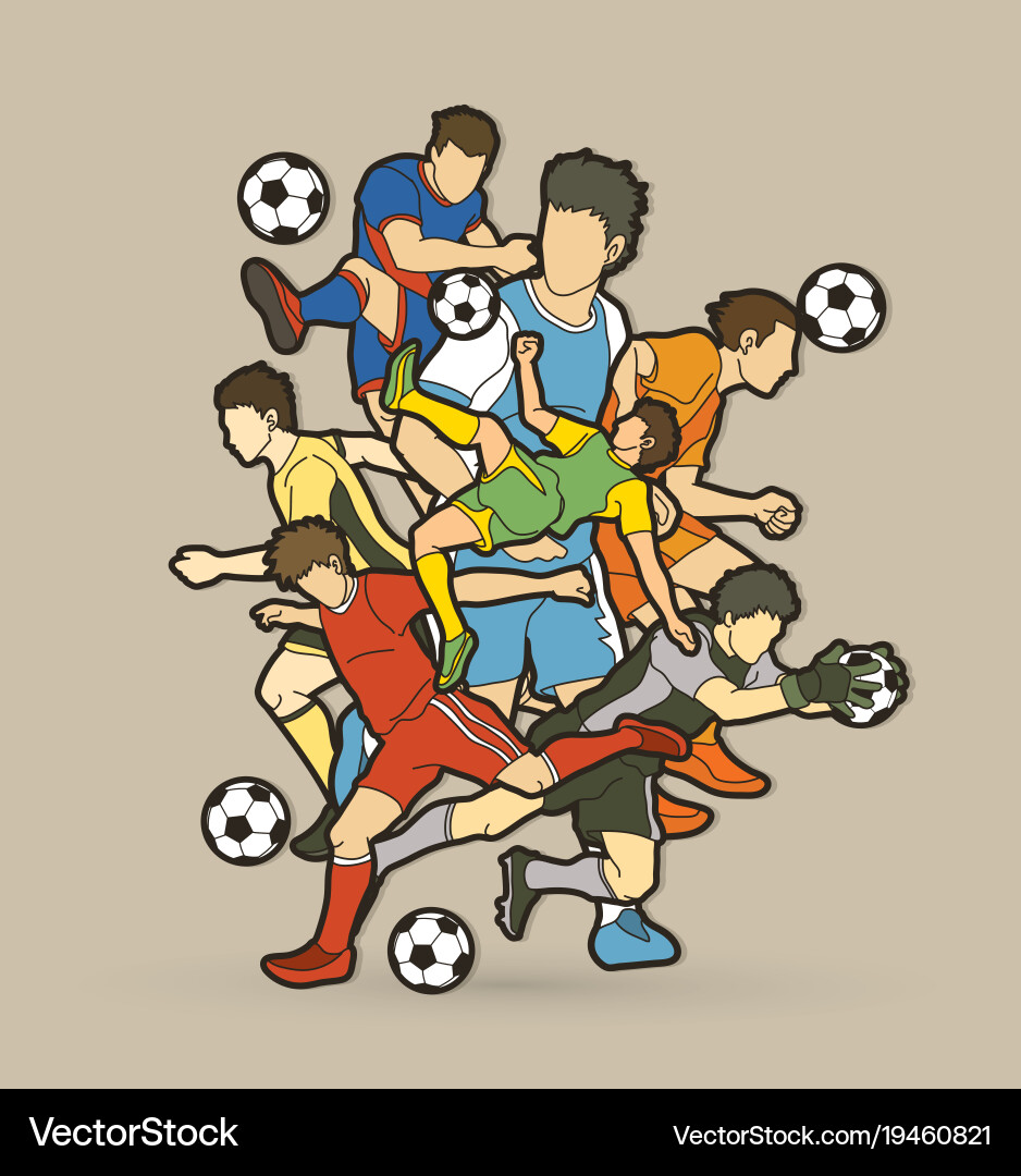 Soccer player team composition Royalty Free Vector Image