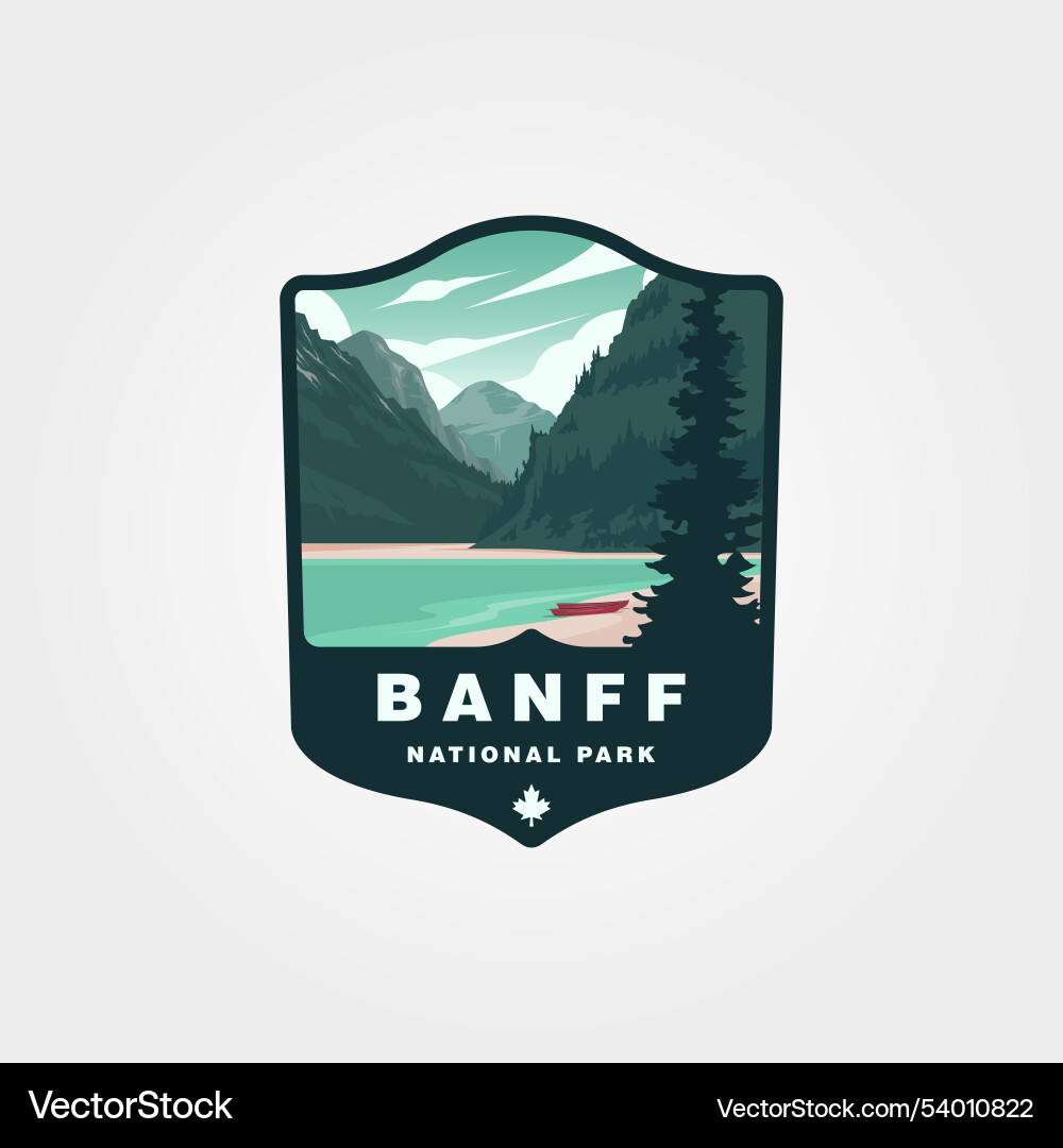 Banff canada national park vintage logo design Vector Image