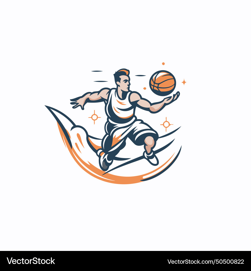 Basketball player with ball logo design template Vector Image