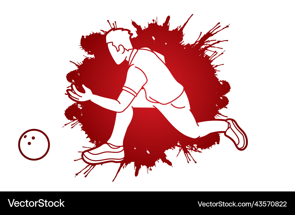 Bowling sport male player action Royalty Free Vector Image