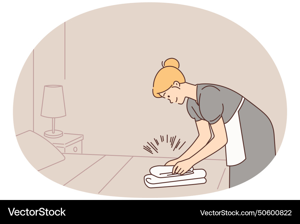 Housekeeper working in hotel room Royalty Free Vector Image