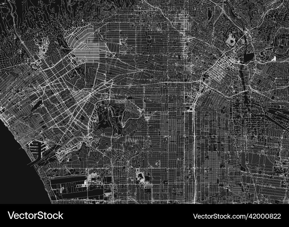 Los Angeles City Map - Monochrome Royalty Free Vector Image