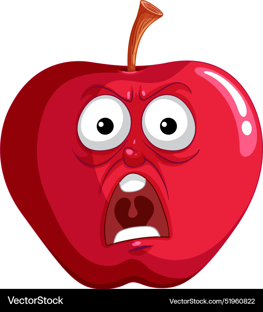 Red apple with an angry expression Royalty Free Vector Image