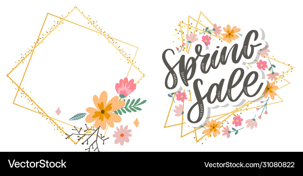 Spring sale word hanging on leaves with strings Vector Image