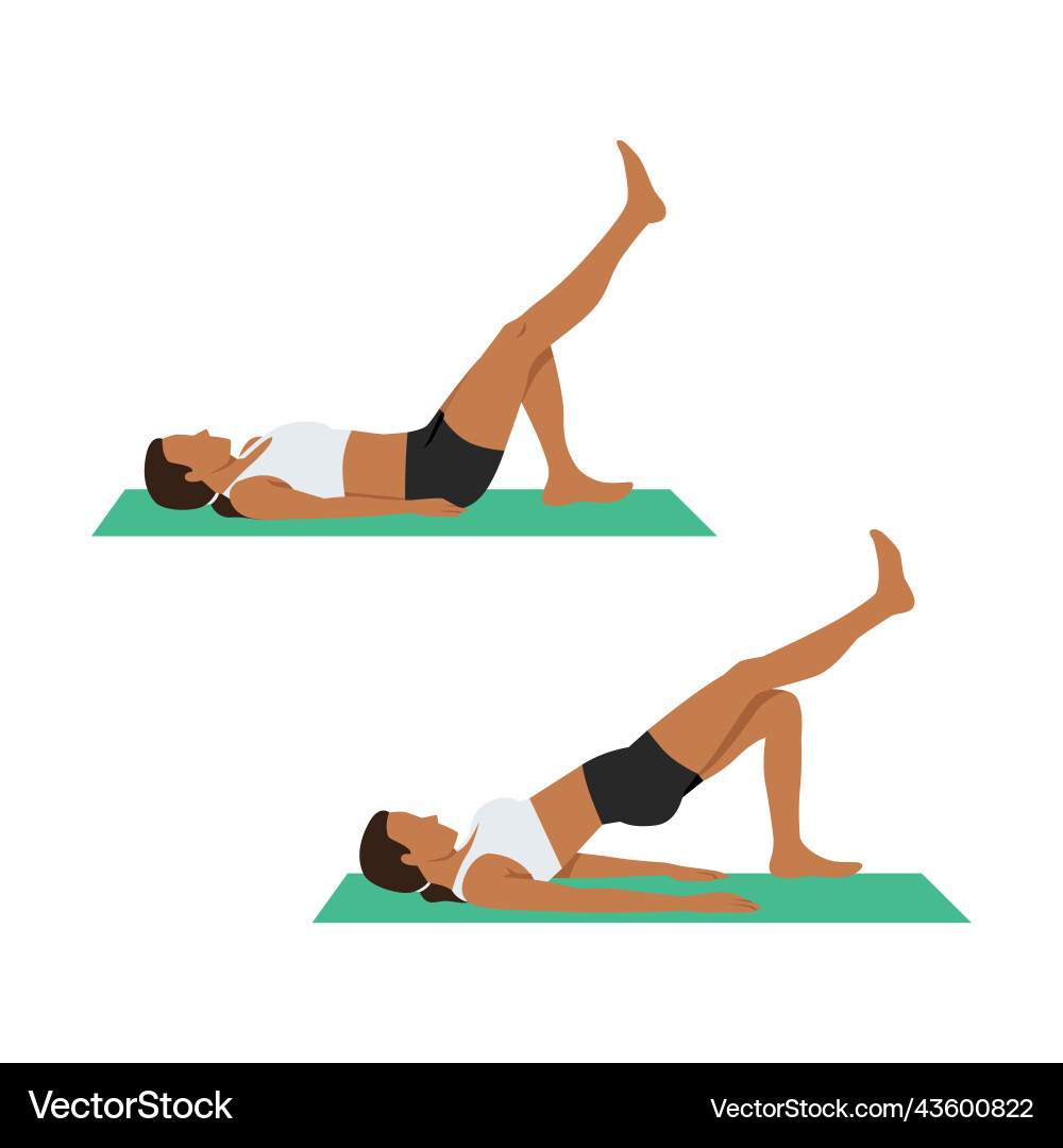 Woman doing single leg glute bridge exercise Vector Image Woman doing single leg glute bridge exercise Vector Image