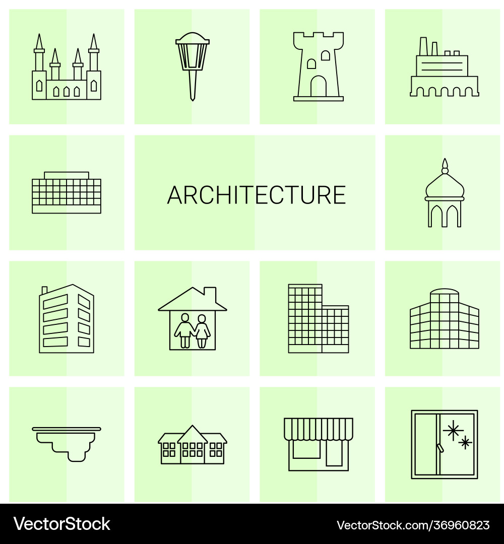 14 architecture icons Royalty Free Vector Image