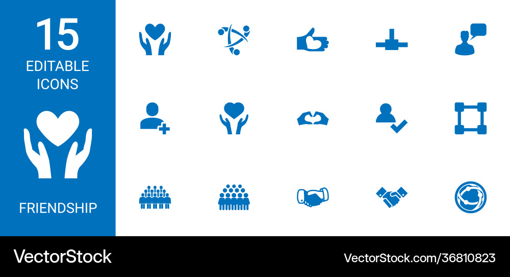 15 friendship icons Royalty Free Vector Image - VectorStock
