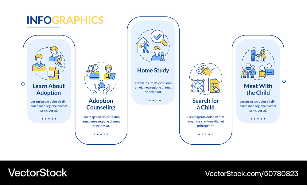 Adoption process rectangle infographic template Vector Image
