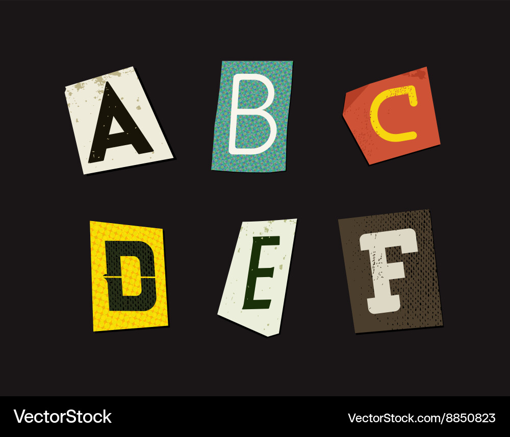 Colorful newspaper cut letters set – Royalty-Free Vector | VectorStock