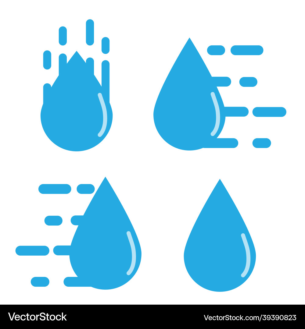 Concept fast falling a drop icon set of blue Vector Image