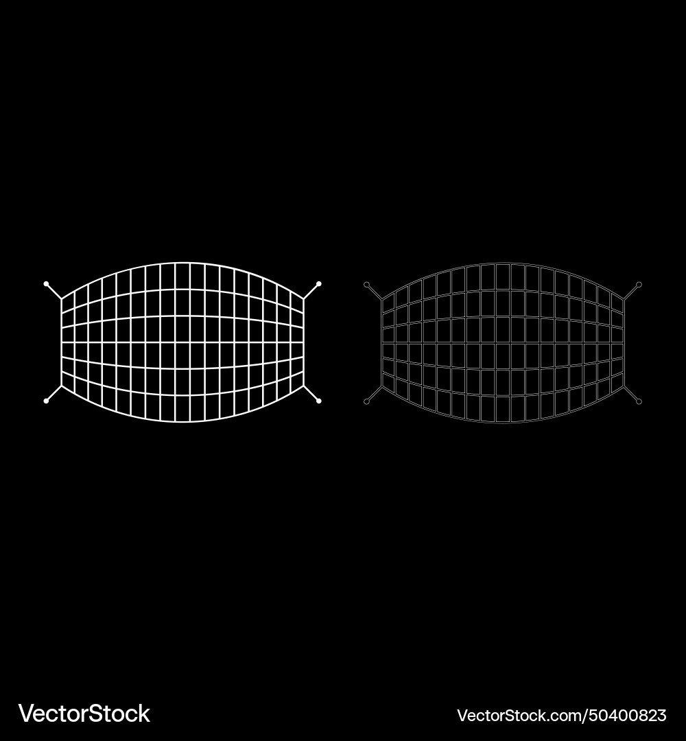 Fishnet rope net set icon white color image solid Vector Image