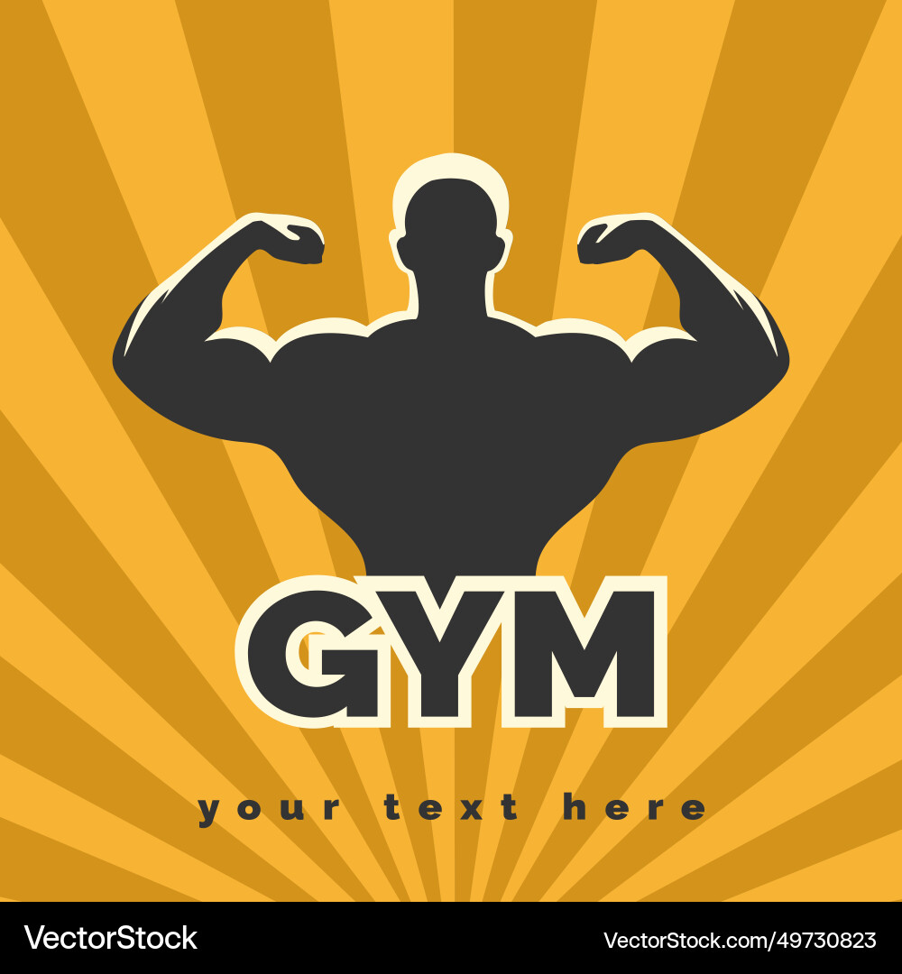 Gym logo presenting posing athletic man Royalty Free Vector