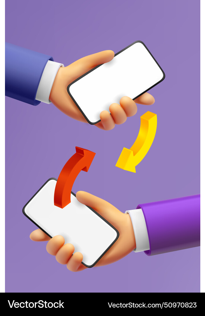 Information exchange with two smartphones 3d Vector Image