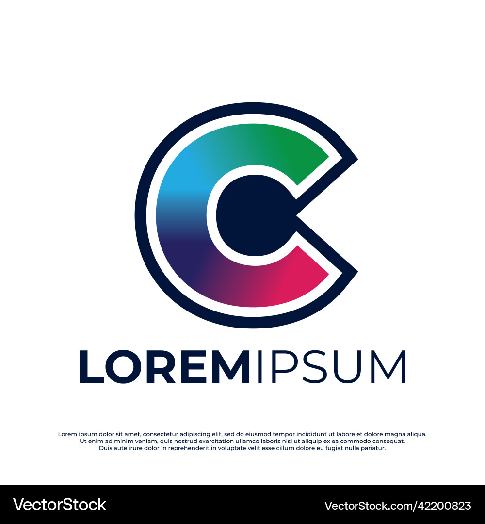 Initial c letter colorful logo design font Vector Image