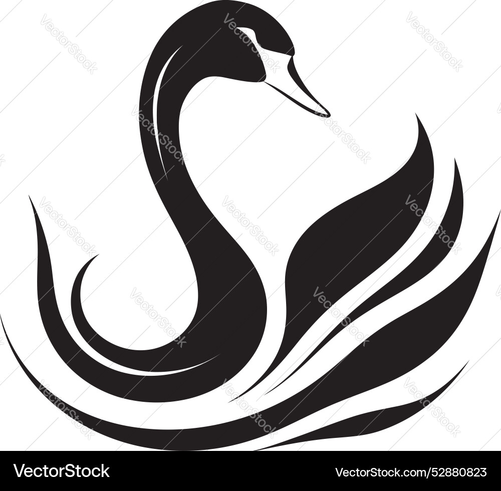 Majestic swan symbol lake reflections Royalty Free Vector