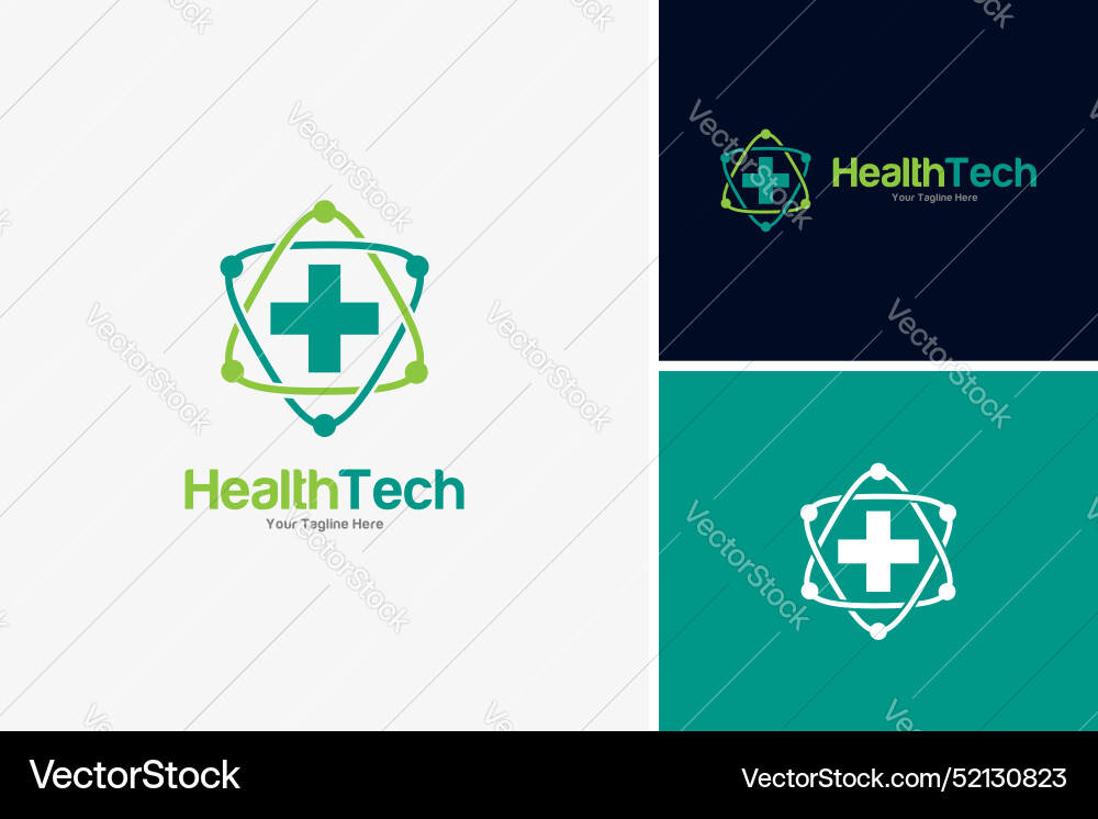 Minimalist health tech icon logo design Royalty Free Vector