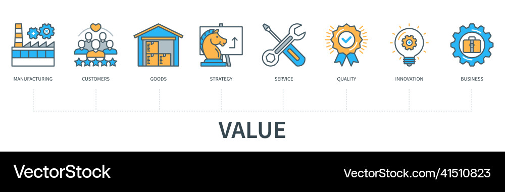 Value Growth with Icons - Business Strategy Vector Image